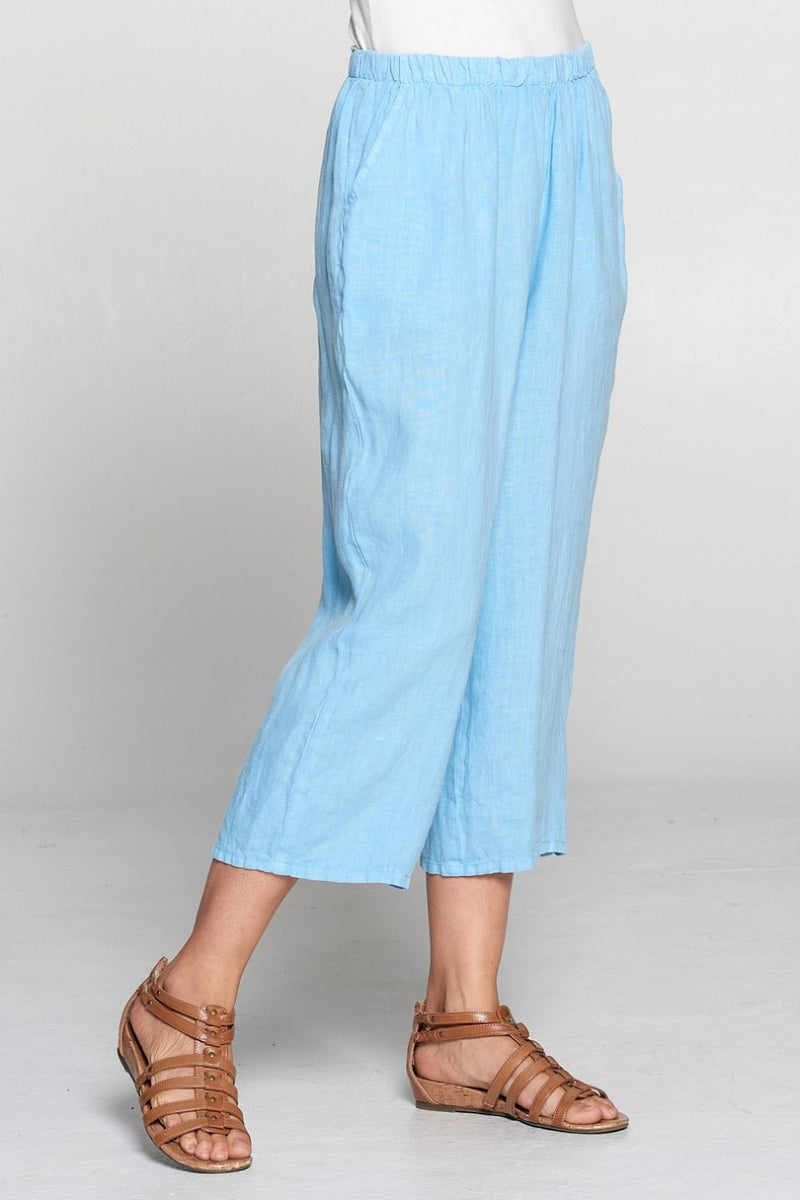 Final Sale! Match Point Linen Basic Capri Pants LP20 - white silver ...